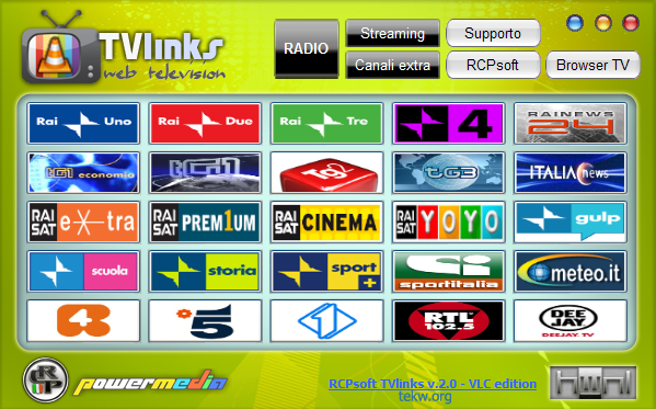 Canali Rai, Mediaset, Radio in Streaming con TV links